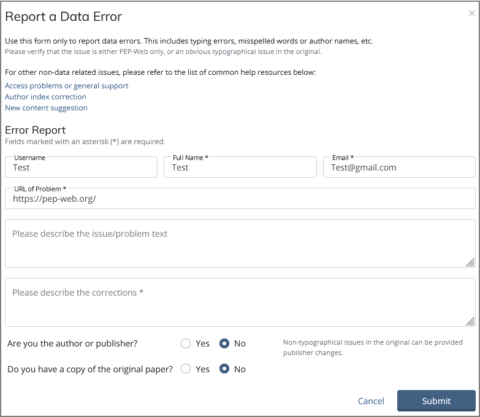 » Reporting Data Errors, Issues and Feedback