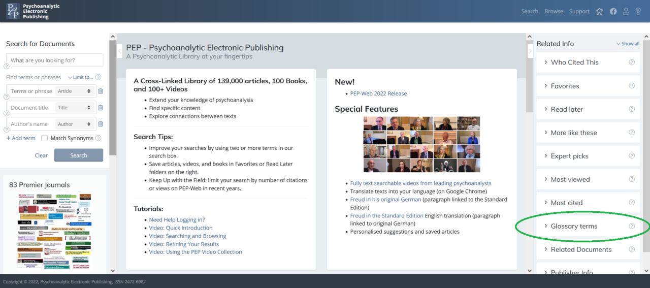 Psychoanalytic Electronic Publishing Support | PEP-Web Support Pages