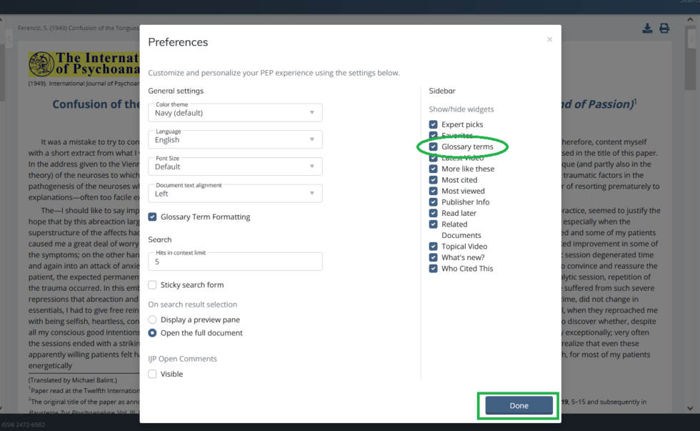 Psychoanalytic Electronic Publishing Support | PEP-Web Support Pages